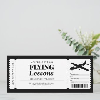 Flying Lessons Pilot Training Gift Voucher Invitation | Zazzle