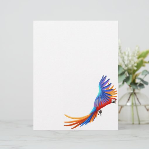 Flying Macaw Parrot Letterhead Stationery 8.5 x 11 | Zazzle