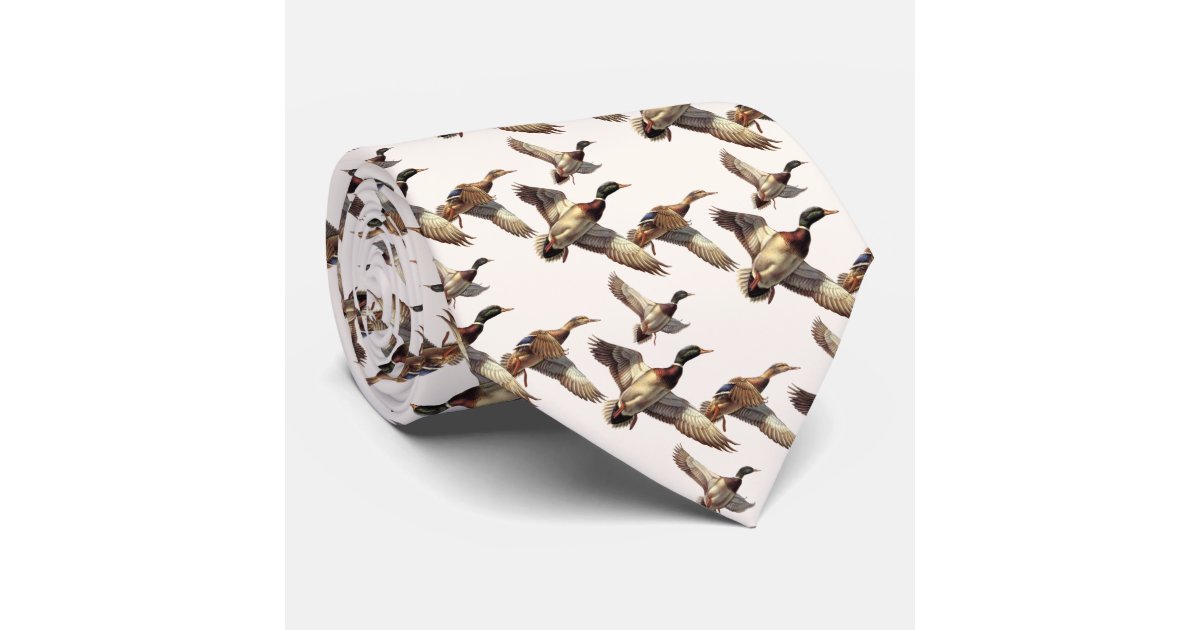 Flying Mallard Ducks On Ivory Neck Tie | Zazzle