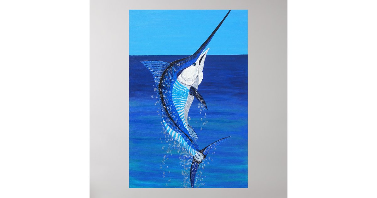 Flying marlin poster | Zazzle