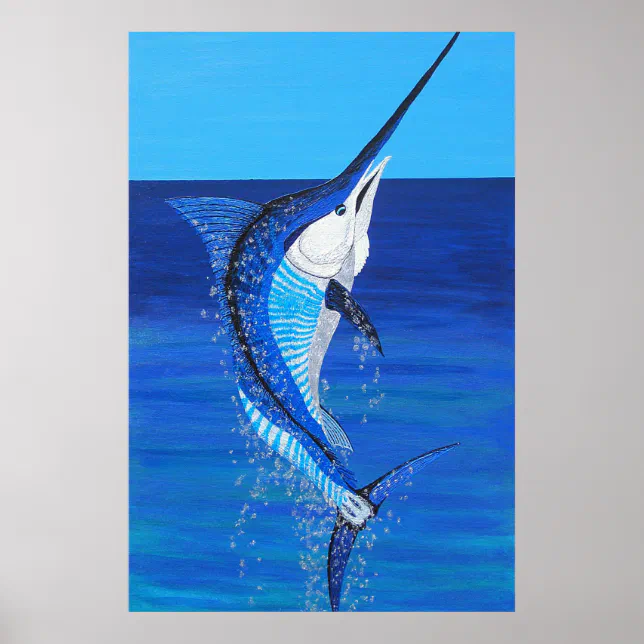 Flying marlin poster | Zazzle