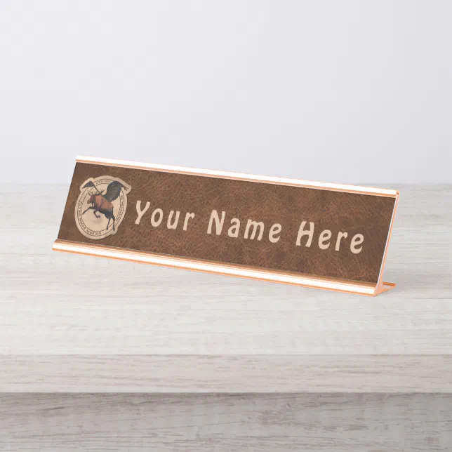 Flying Moose Aviation Patch Desk Name Plate | Zazzle
