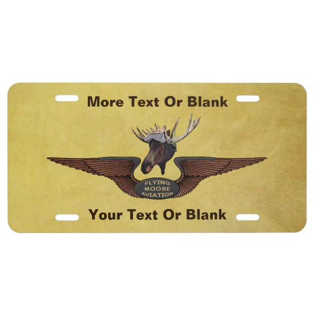 Flying Moose Bush Pilot Wings License Plate | Zazzle