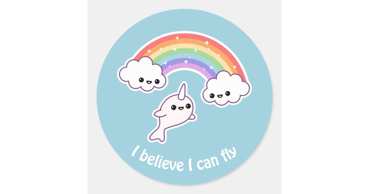 Flying Narwhal Classic Round Sticker | Zazzle