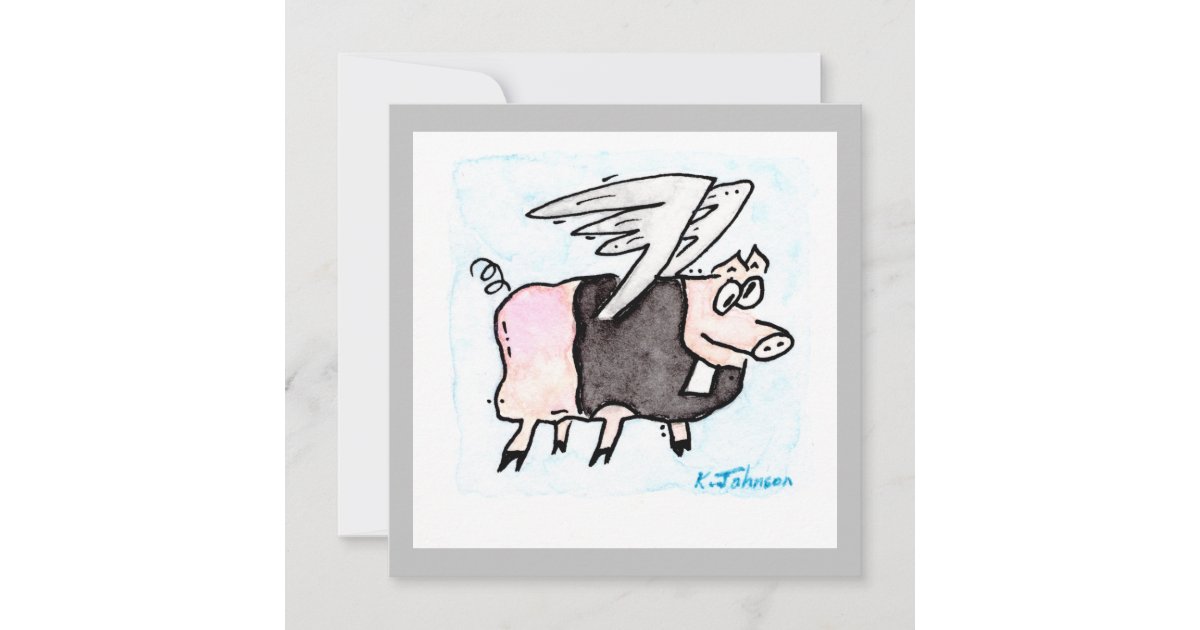 "Flying Pastor Pig" Greeting Card | Zazzle