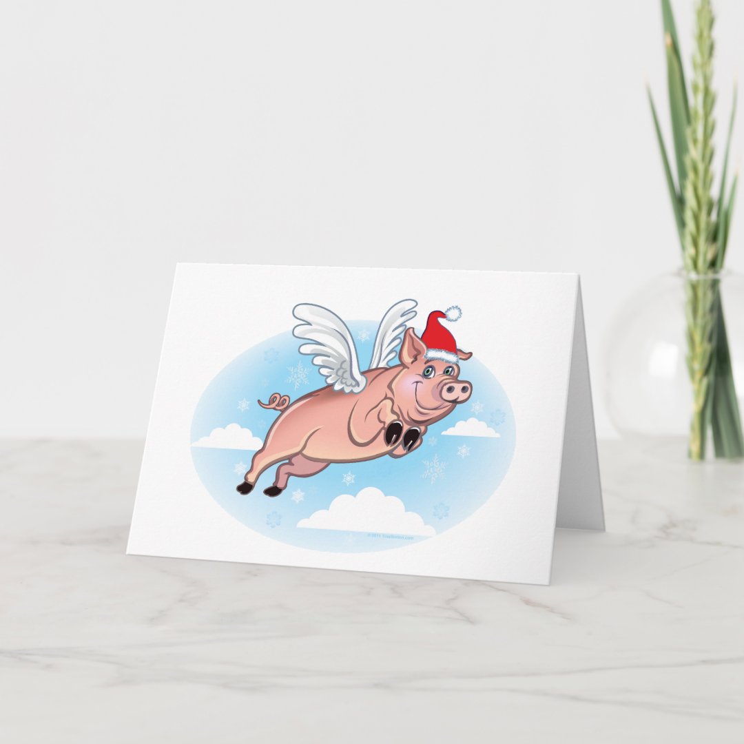 Flying Pig Christmas Card | Zazzle