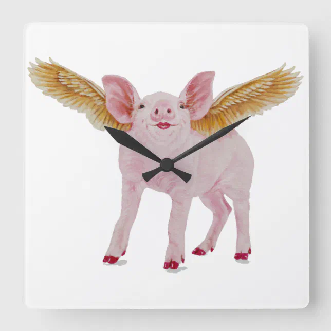 Flying Pig Clock | Zazzle