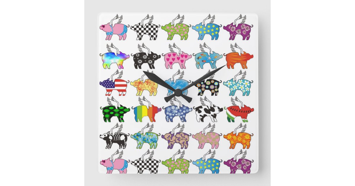 flying pig clock | Zazzle