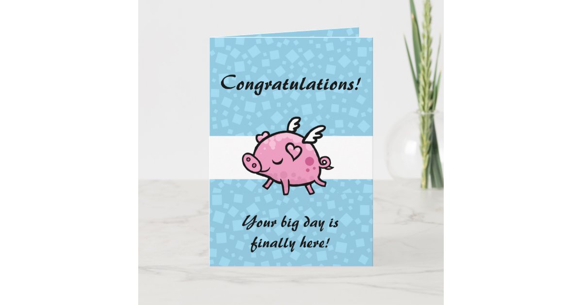 Flying Pig congratulations Card | Zazzle