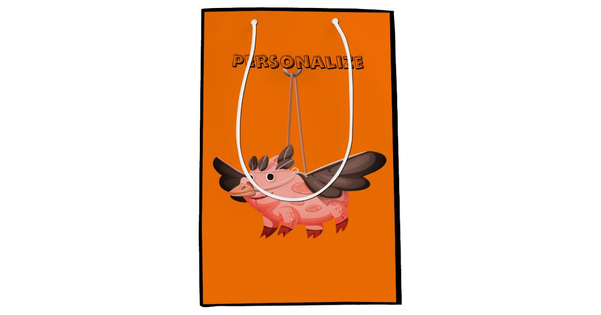 Flying pig crow costume fall cute autumn kids medium gift bag | Zazzle