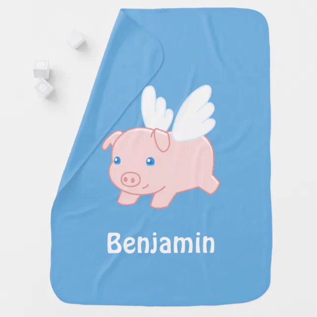 Flying Pig - Cute Piglet with Wings Baby Blanket | Zazzle