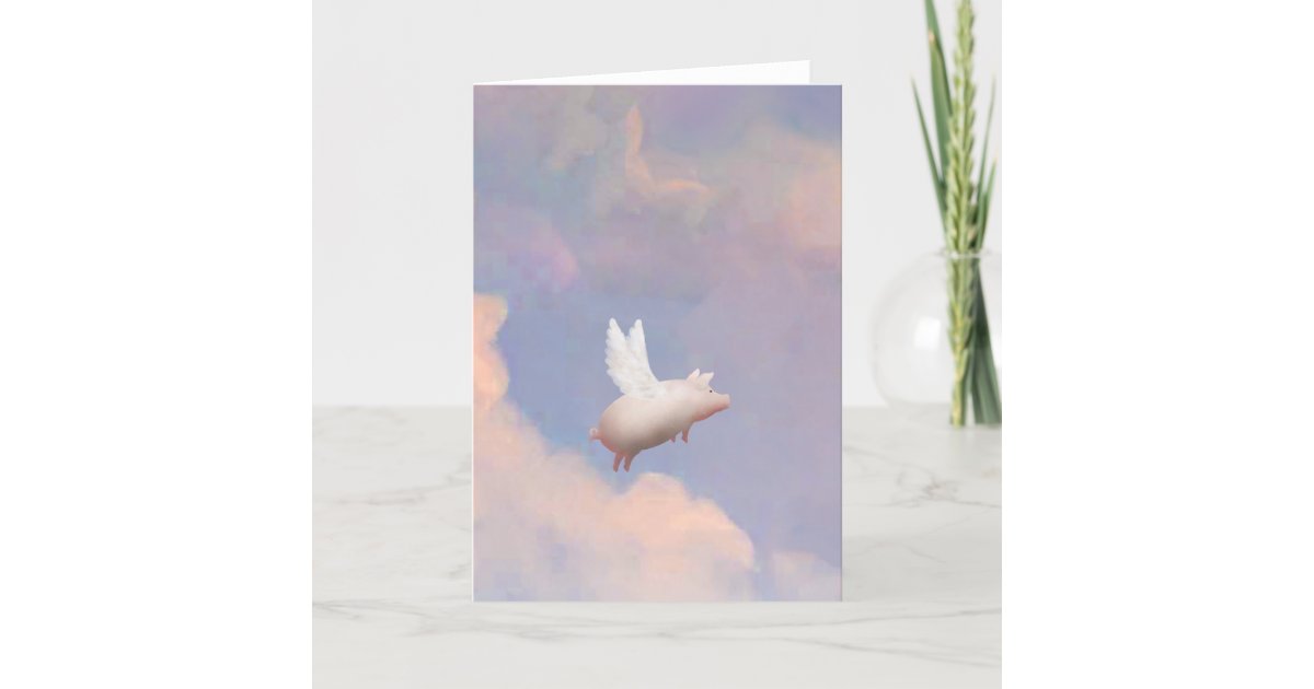 flying pig greeting card | Zazzle