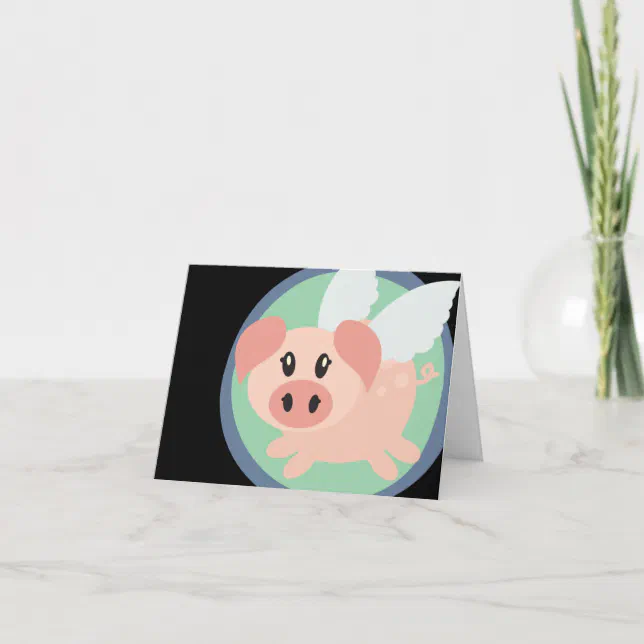 Flying Pig Note Card | Zazzle