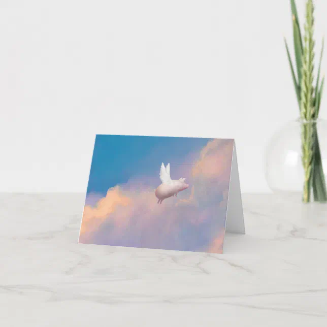 flying pig note card | Zazzle