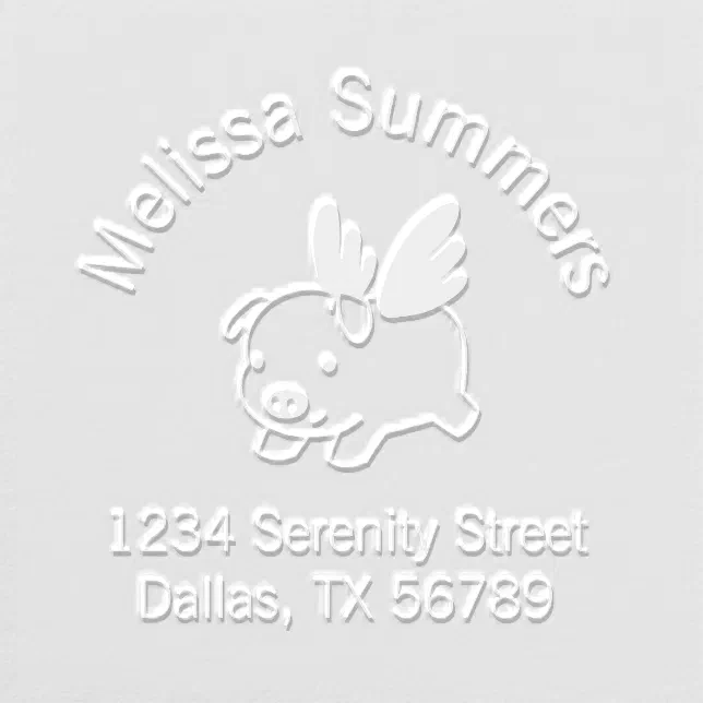 Flying Pig, Piglet with Wings Arch Address Embosser | Zazzle