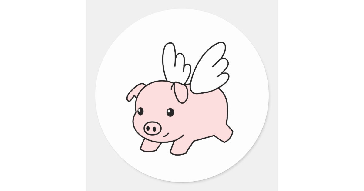 Flying Pig - Piglet with Wings Classic Round Sticker | Zazzle