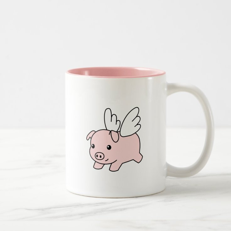 Flying Pig - Piglet with Wings Two-Tone Coffee Mug | Zazzle