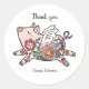 Flying Pig with Floral pattern Cute pig custom Classic Round Sticker ...