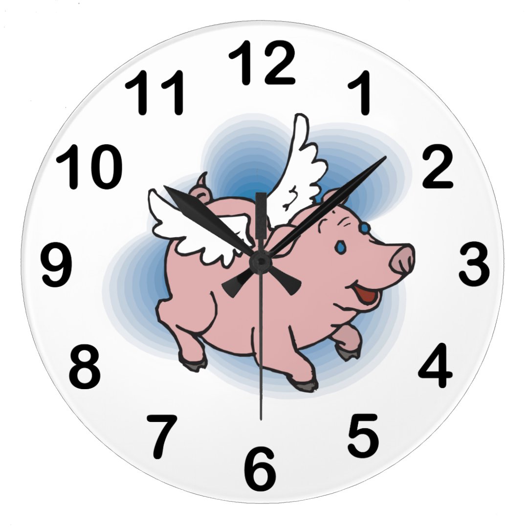 Flying Pigs Clock - Cute Pink Pig with Wings! | Zazzle