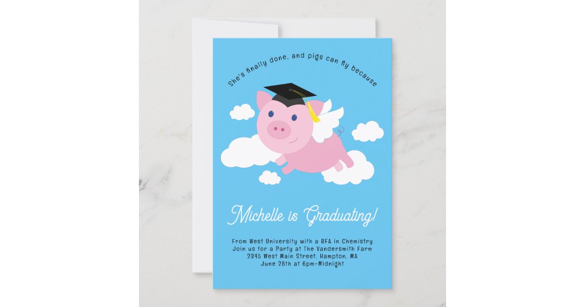 Flying Pigs Graduation Party Invitation | Zazzle