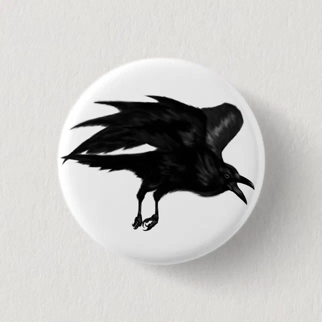 Flying Raven Pin Button | Zazzle
