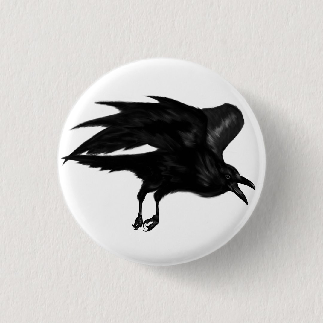 Flying Raven Pin Button | Zazzle