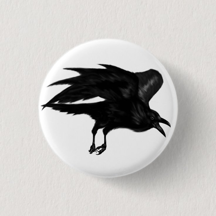 Flying Raven Pin Button | Zazzle