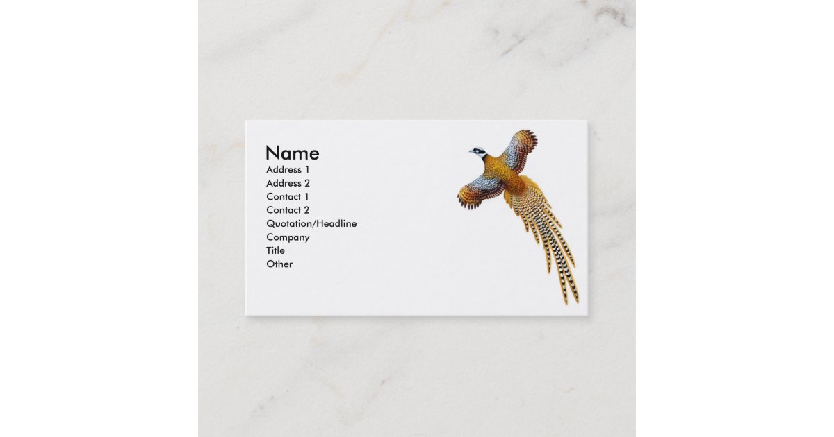 Flying Reeves Pheasant Business Card | Zazzle