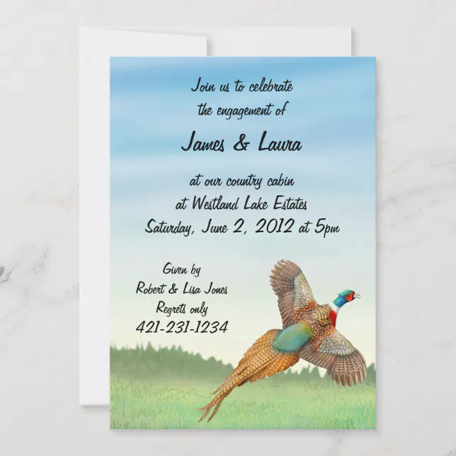 Flying Ringneck Pheasant Invitation | Zazzle