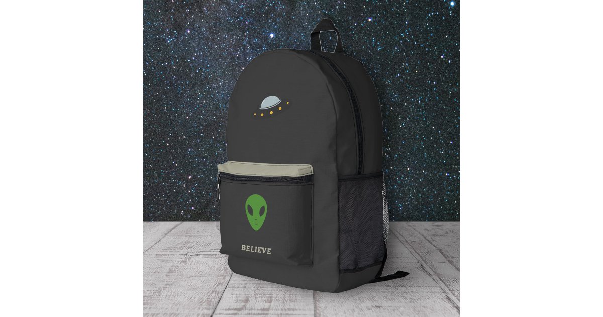 Flying Saucer & Green Alien Printed Backpack | Zazzle