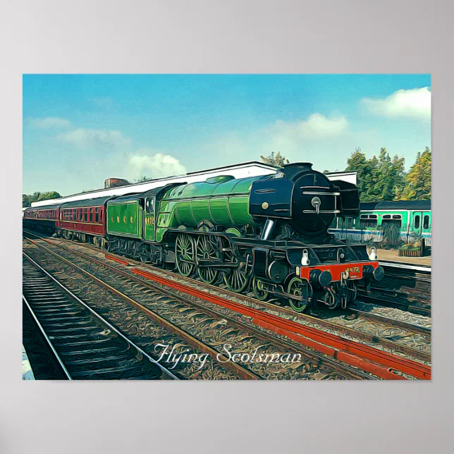 Flying Scotsman in Station illustrstion Poster | Zazzle