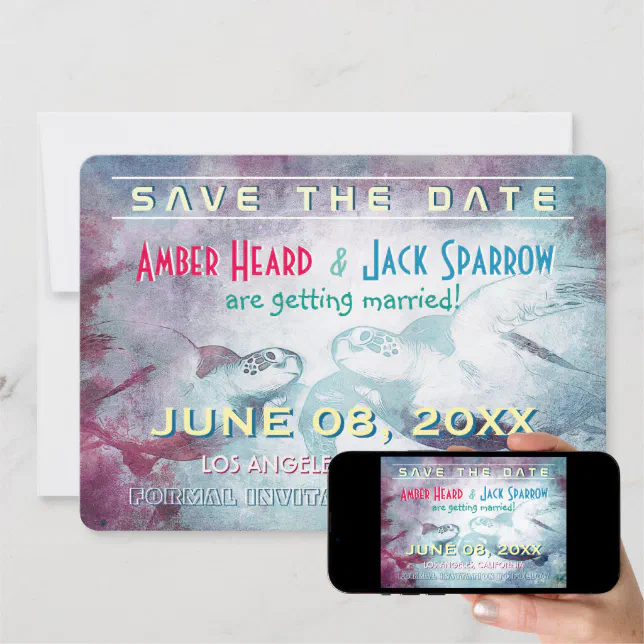 Flying Sea Turtle | Wedding Save the Date Cards | Zazzle