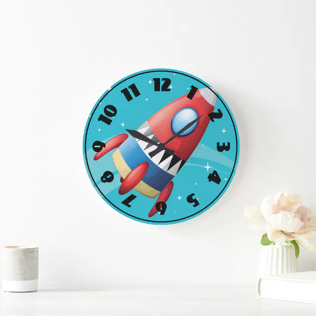 Flying Spaceship Clock | Zazzle