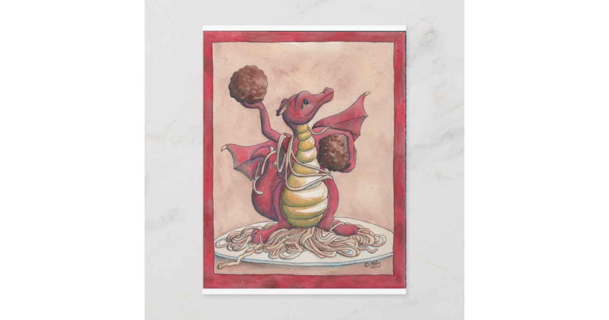 Flying Spaghetti Dragon Postcard | Zazzle