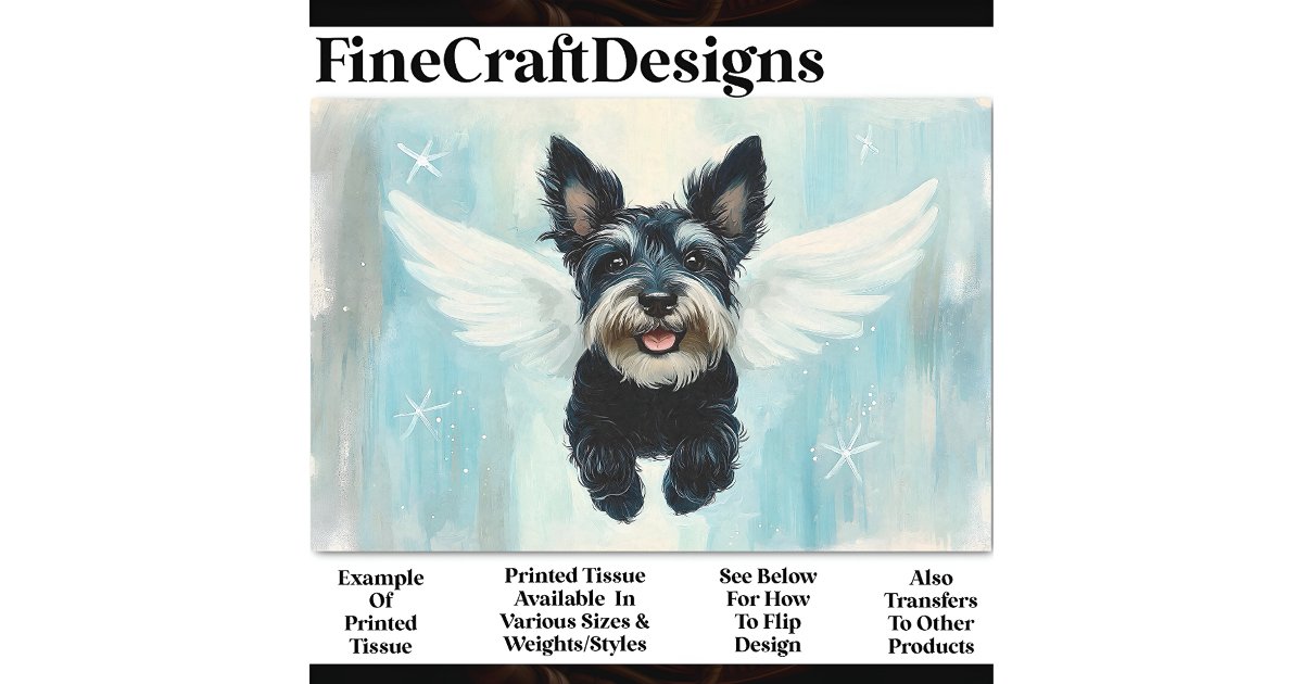 Flying Terrier Puppy Dog With Wings AU8 Decoupage Tissue Paper | Zazzle