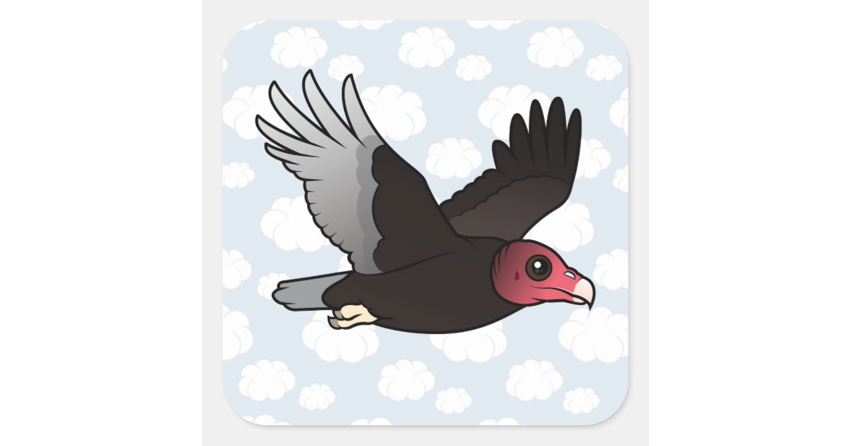 Flying Turkey Vulture Square Sticker | Zazzle