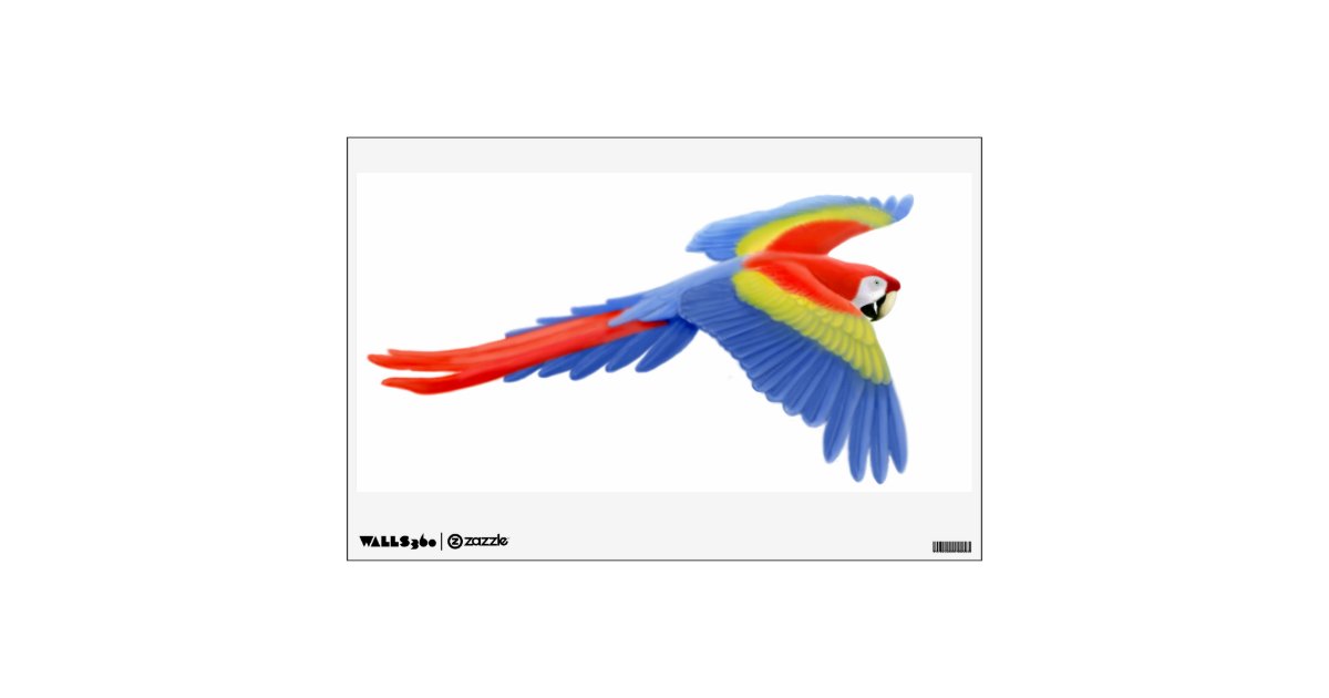 Flying Wild Scarlet Macaw Parrot Wall Decal | Zazzle