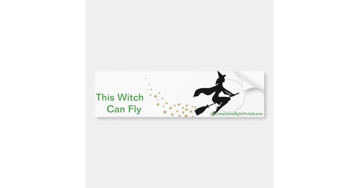Flying Witch Bumper Sticker | Zazzle