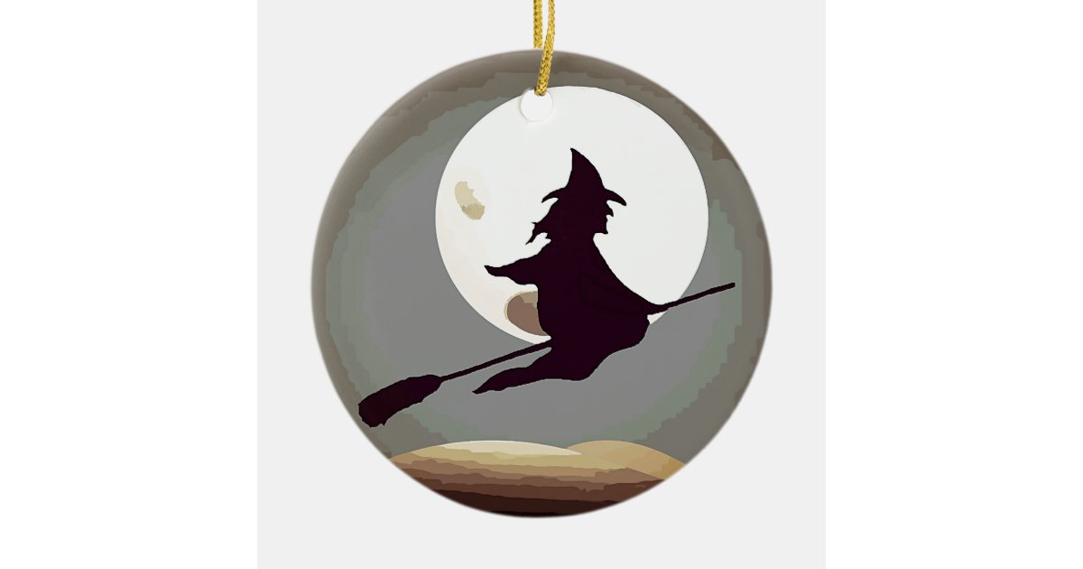 Flying Witch Ceramic Ornament | Zazzle