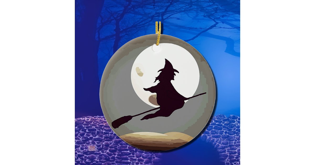 Flying Witch Ceramic Ornament | Zazzle