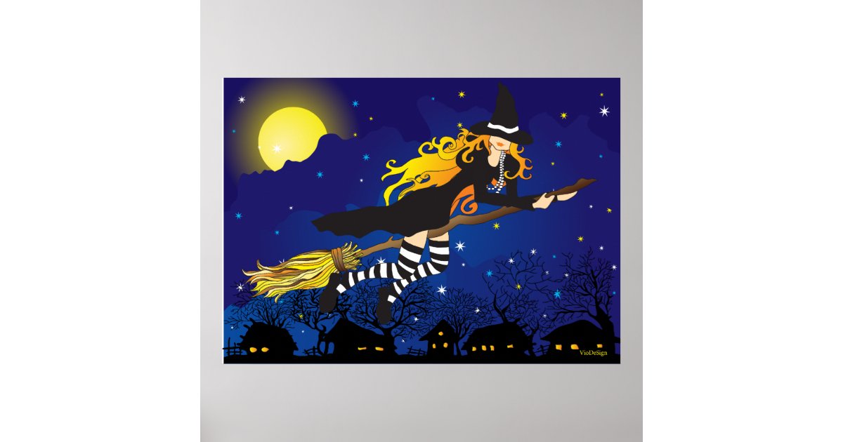 flying witch poster | Zazzle