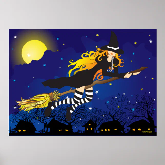 flying witch poster | Zazzle