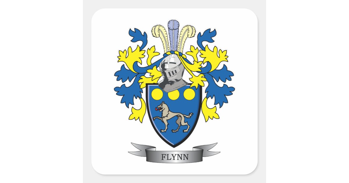 Flynn Coat of Arms Square Sticker | Zazzle