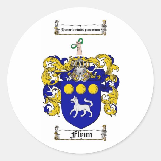 FLYNN FAMILY CREST - FLYNN COAT OF ARMS CLASSIC ROUND STICKER | Zazzle.com