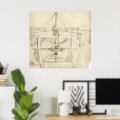 Flywheel Mechanical Drawing Leonardo da Vinci Poster | Zazzle