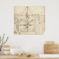 Flywheel Mechanical Drawing Leonardo da Vinci Poster | Zazzle