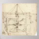 Flywheel Mechanical Drawing Leonardo da Vinci Poster | Zazzle