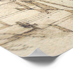 Flywheel Mechanical Drawing Leonardo da Vinci Poster | Zazzle