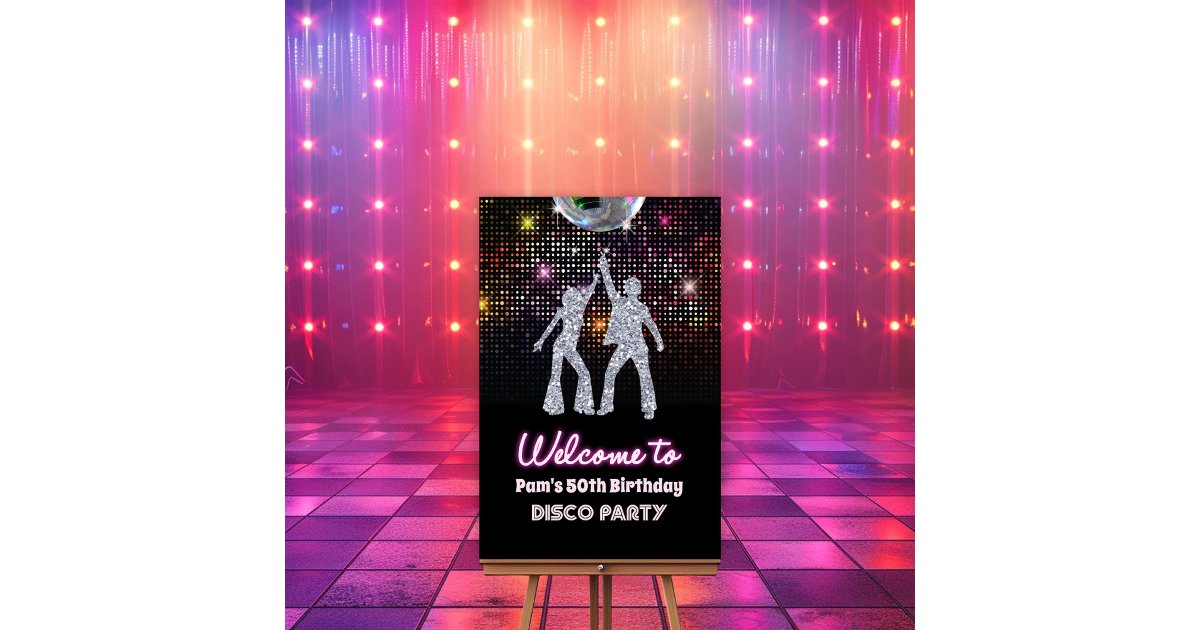 Foam Board Disco 70s Party Welcome Sign | Zazzle
