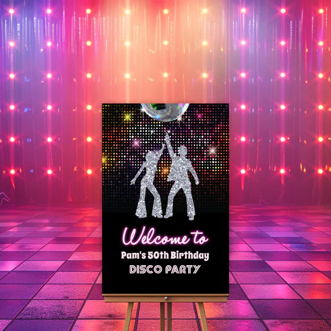 Foam Board Disco 70s Party Welcome Sign | Zazzle